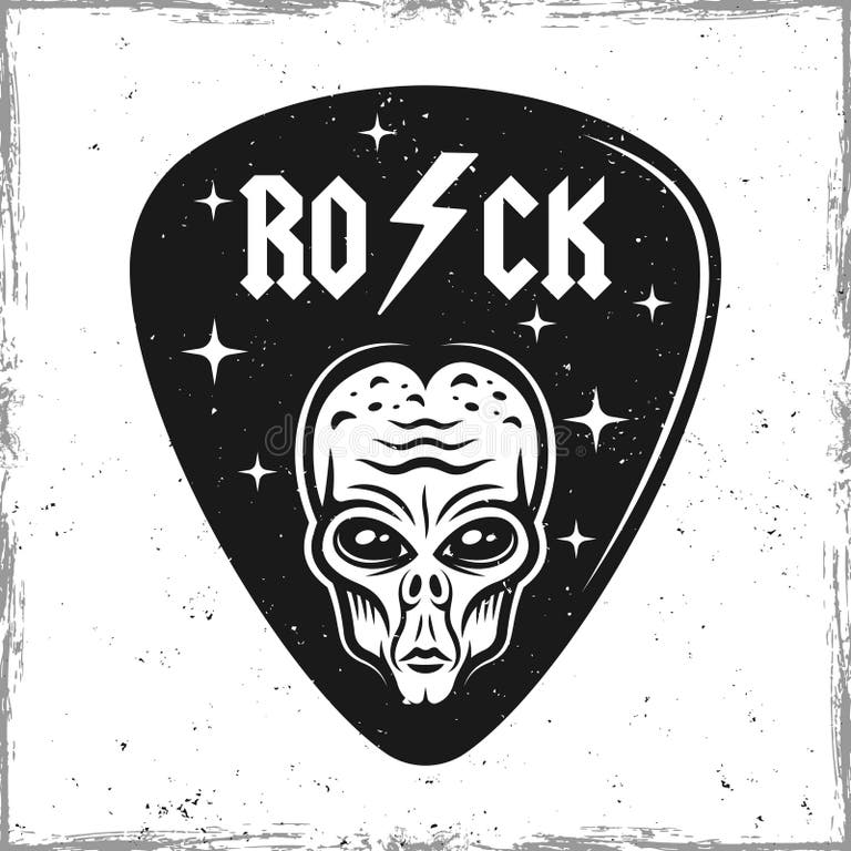 Guitar Pick with Alien Head Vector Design Template Stock Vector ...