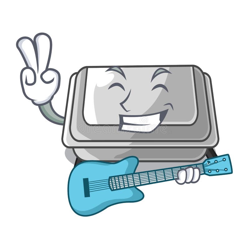 With Guitar Plastic Box in the Cartoon Table Stock Vector ...