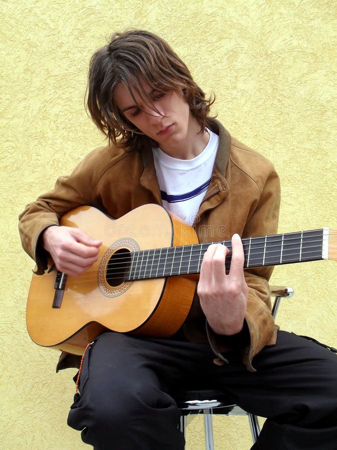 Guitar player stock image. Image of music, guitar, fret - 12074577