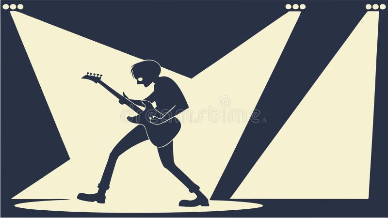 Guitar Player Silhouette Stage, Music and Performance Art Design ...