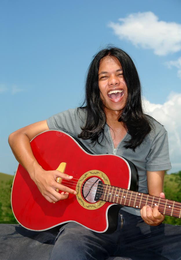Guitar player and singer. stock image. Image of mouth - 1734651