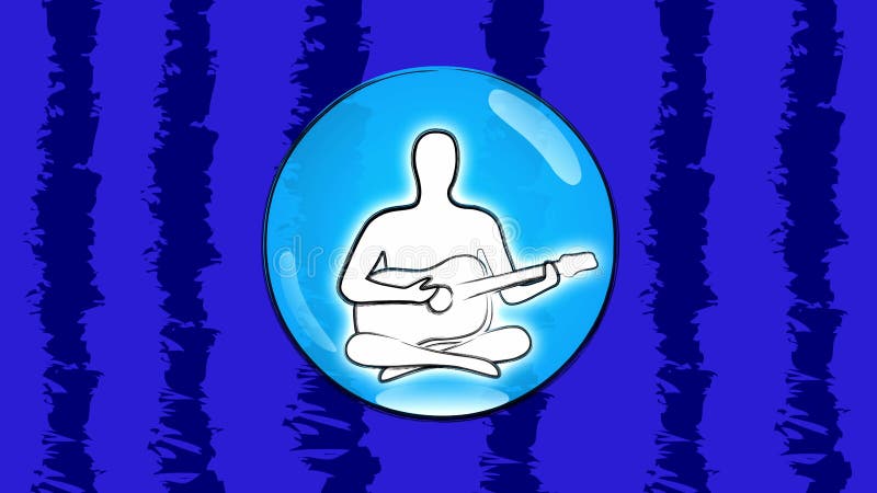 Guitar Player Sitting on a White Screen Line Art Stock Video - Video of ...