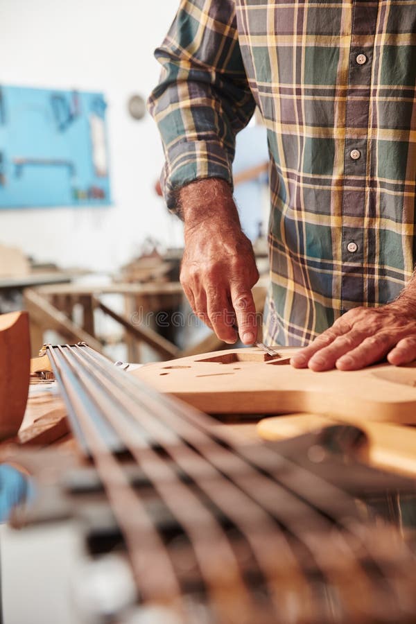 Guitar Production in Luthier`s Workshop Stock Photo - Image of wood ...