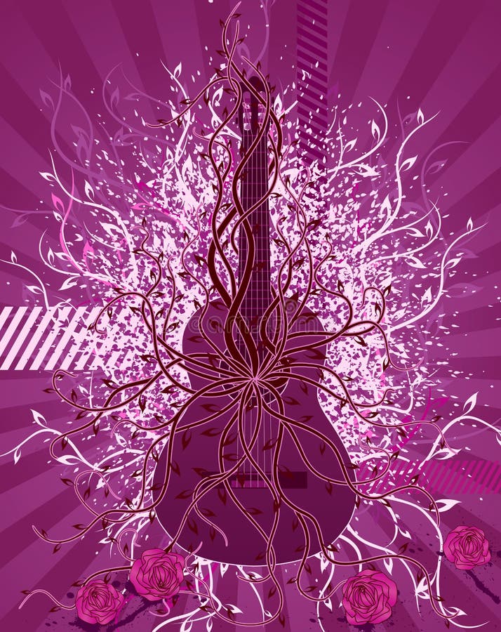 Guitar and roses. stock vector. Illustration of guitar - 2646892
