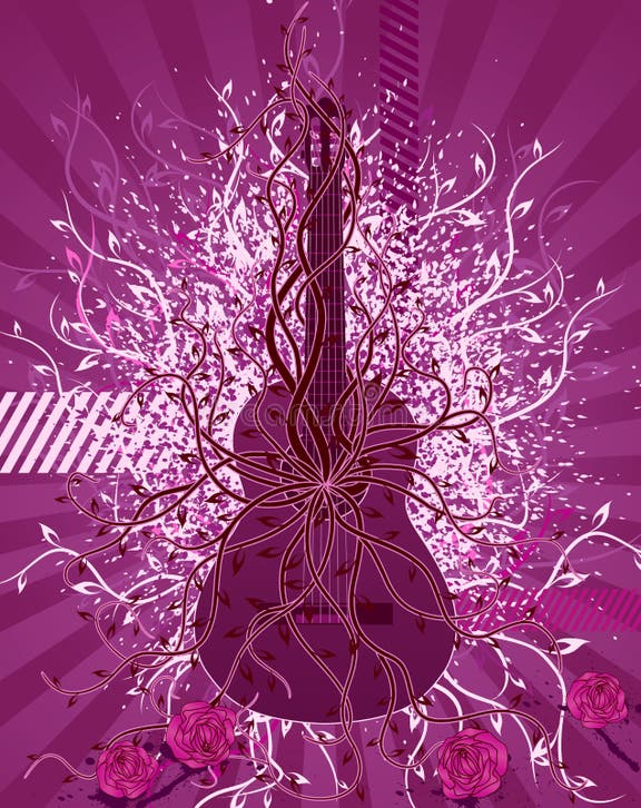 Guitar and roses. stock vector. Illustration of guitar - 2646892