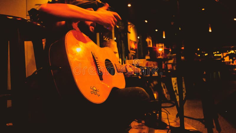 Guitar on the satage stock photo. Image of string, show - 177518228