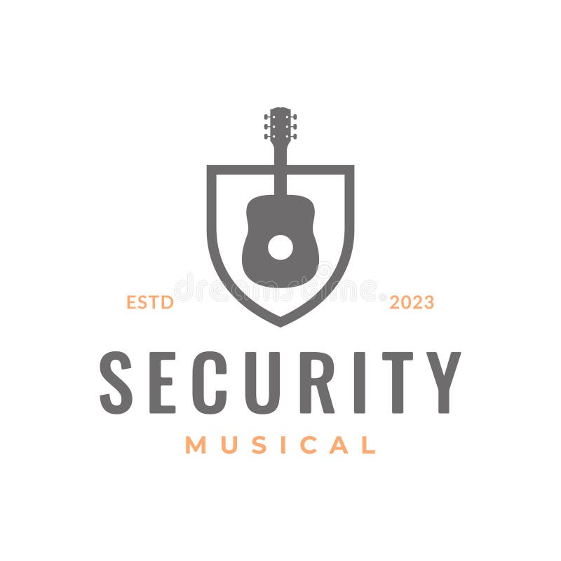 Guitar Security Guard Protection Simple Logo Design Vector Icon ...