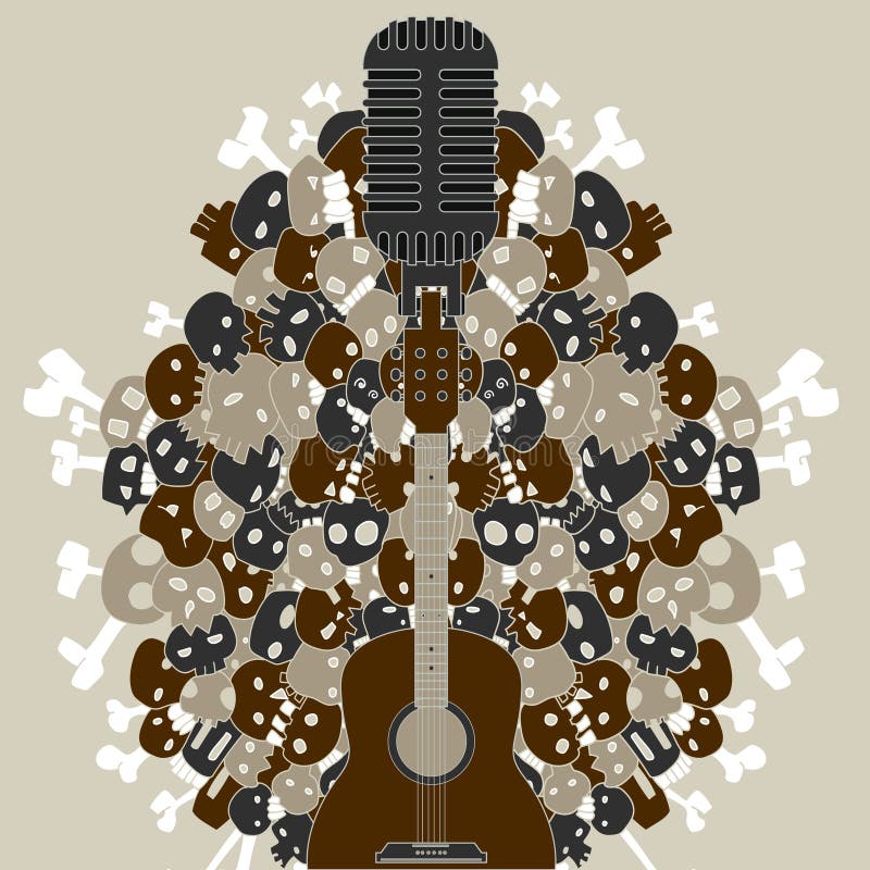 Guitar with Skulls and Bones Vector Stock Vector - Illustration of ...