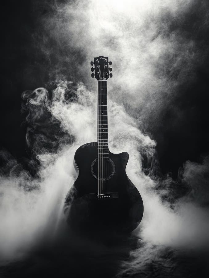 Guitar Smoke Effect stock photo. Image of romantic, musician - 364187004