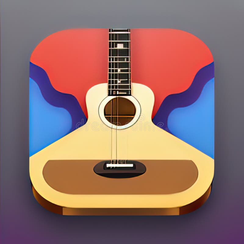 Guitar Software App Style Icon. Generative AI. Stock Illustration ...
