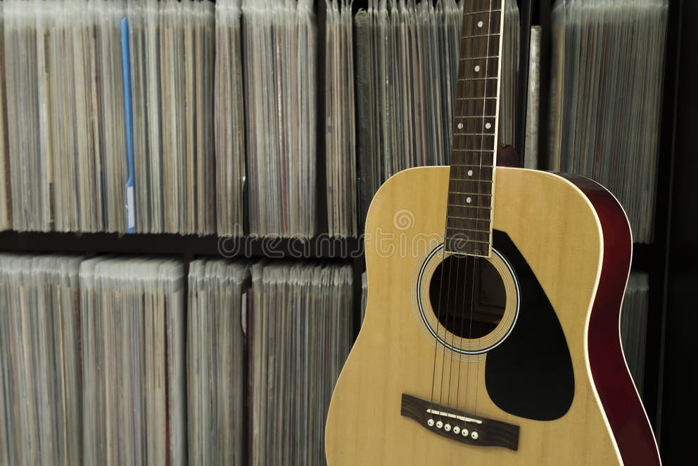 Guitar and sound platter stock photo. Image of style - 73672412