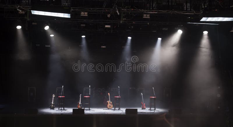 Guitar on Stage before Concert Stock Photo - Image of event, concert ...