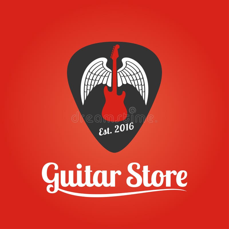 Guitar Store Vector Template Logo Stock Vector - Illustration of grunge ...