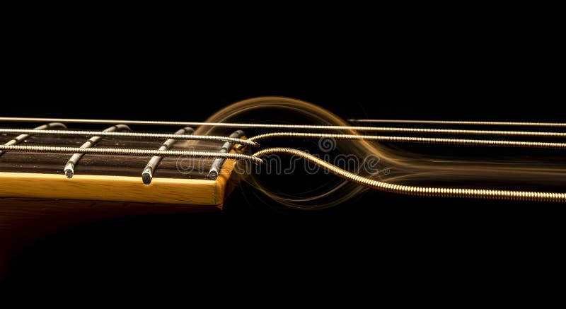 Guitar String Vibrations Create Abstract Lines on Dark Background Stock ...