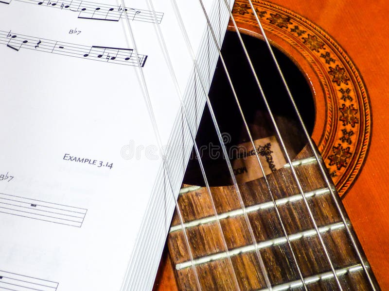 Guitar Strings and Music Sheets Stock Photo - Image of instrument ...