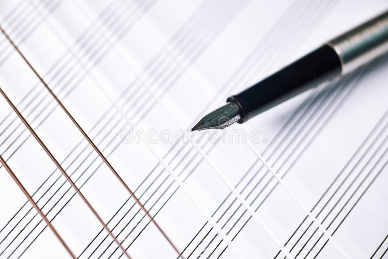 Guitar Strings and Pen with a White Sheet of Paper for Musical Notes ...