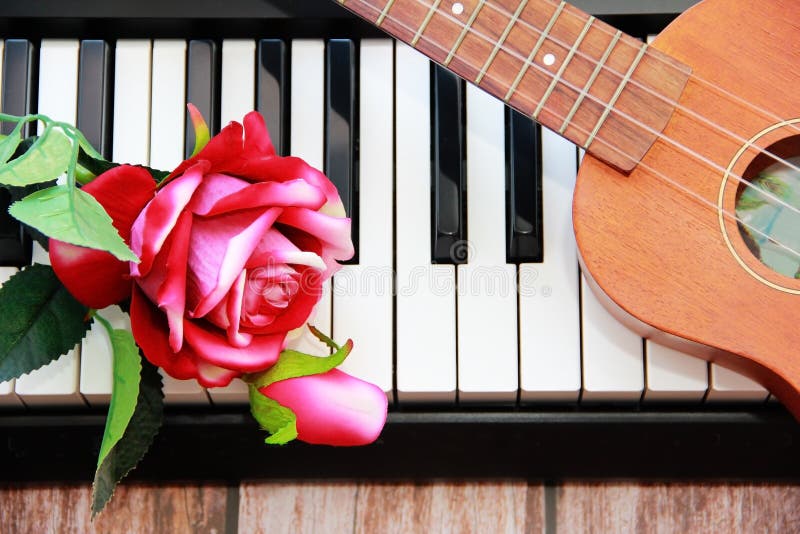 Guitar with Strings and Piano with Keys Stock Image - Image of classic ...