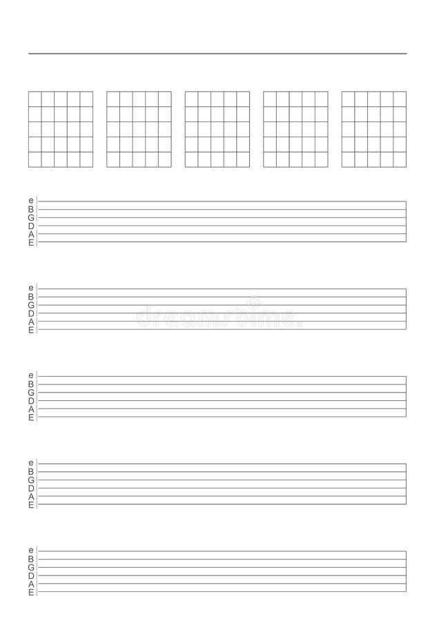 Guitar Tab and Chord Sheet. Vector Illustration for Guitar Lessons and ...