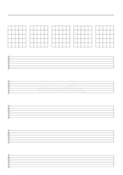 Guitar Tab and Chord Sheet. Vector Illustration for Guitar Lessons and ...
