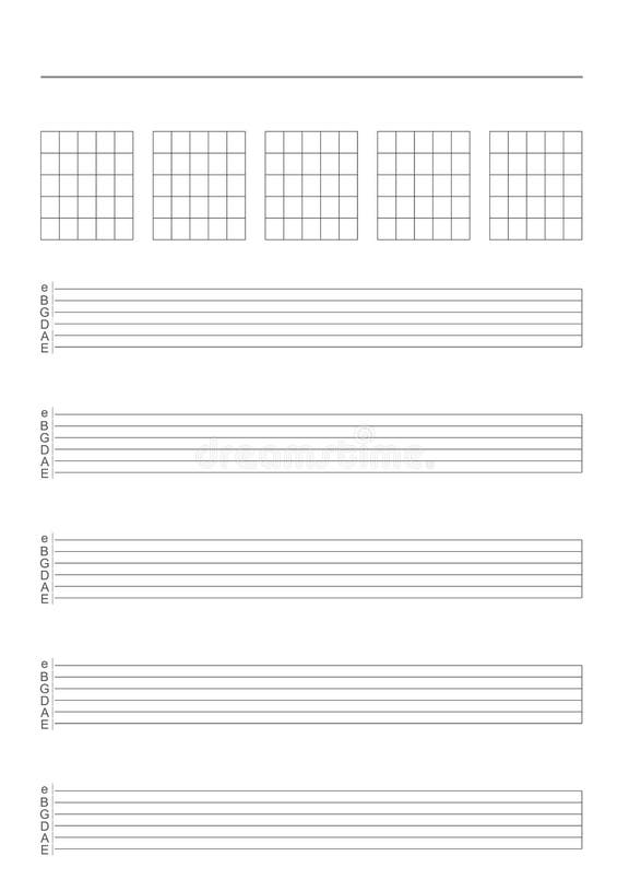 Guitar Tab and Chord Sheet. Vector Illustration for Guitar Lessons and ...