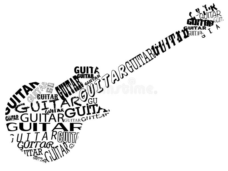 Guitar in Text stock vector. Illustration of headstock - 75038040