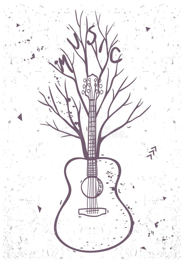 Guitar tree stock vector. Illustration of abstract, retro - 60478611