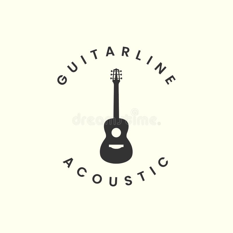 Guitar with Vintage Style Logo Icon Template Design. Acoustic, Melody ...