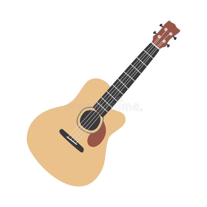 Hand-drawn Acoustic Guitar Flat Vector Illustration. Acoustic Guitar ...