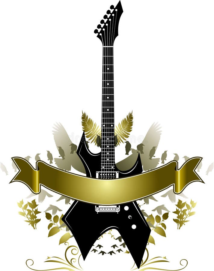 Guitare d'or de drapeau illustration de vecteur. Illustration du ...