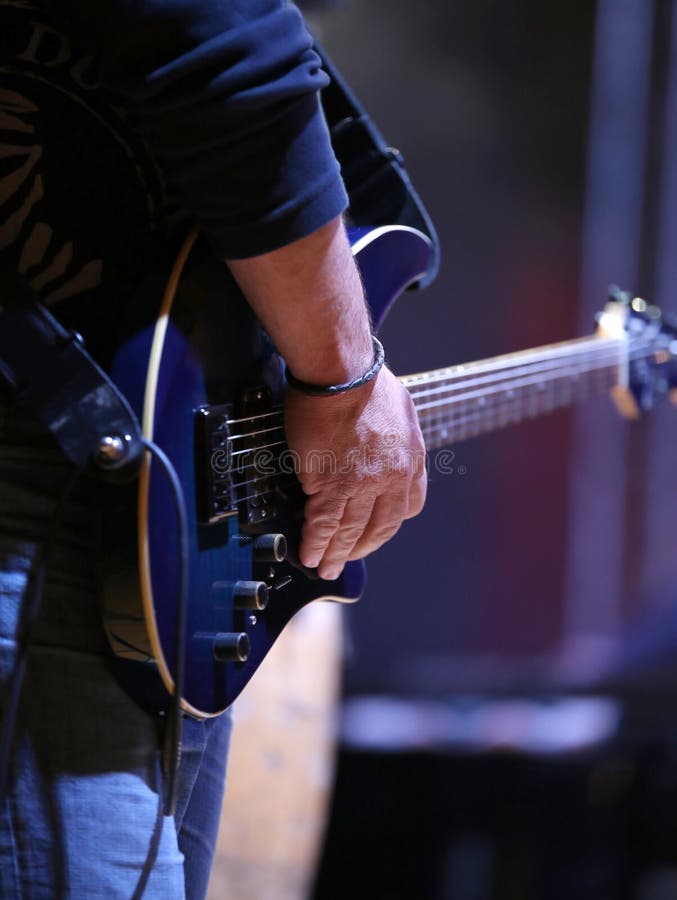 Guitarist and His Guitar in Live Concert Stock Image - Image of ...