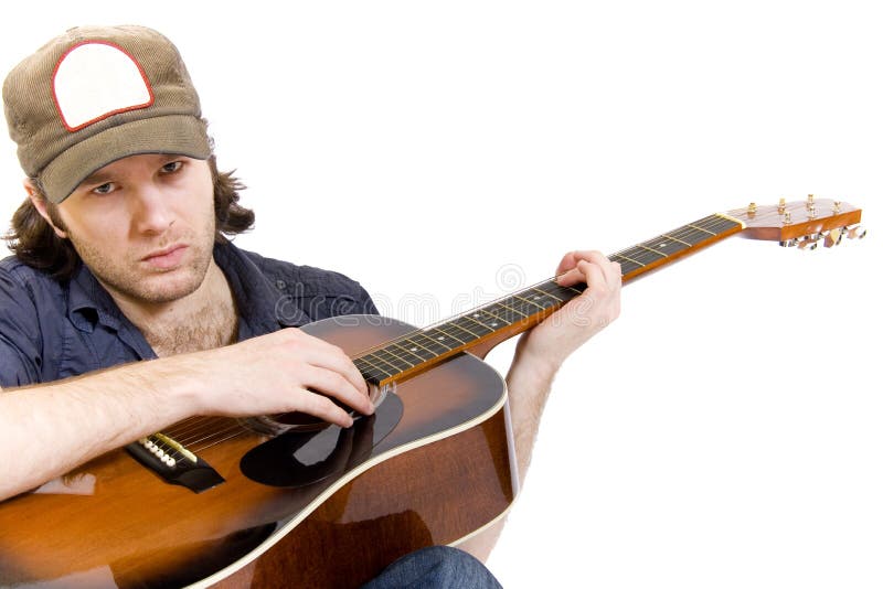 Man Playing His Acoustic Guitar Stock Image - Image of human, classical ...