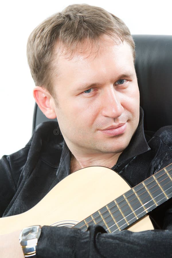 Guitarist Playing Acoustic Six-string Guitar Stock Image - Image of ...