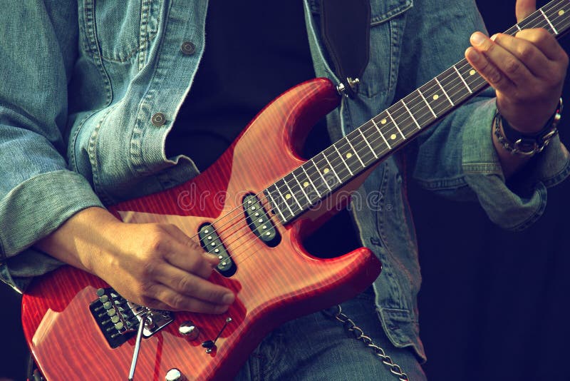Guitarist s hands stock photo. Image of background, electric - 39629480