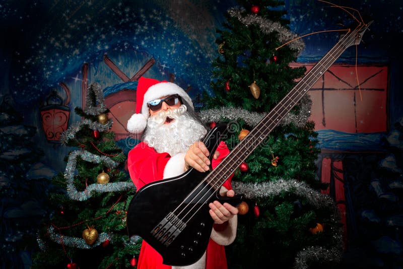 Guitarist santa stock image. Image of funny, emotional - 22355675