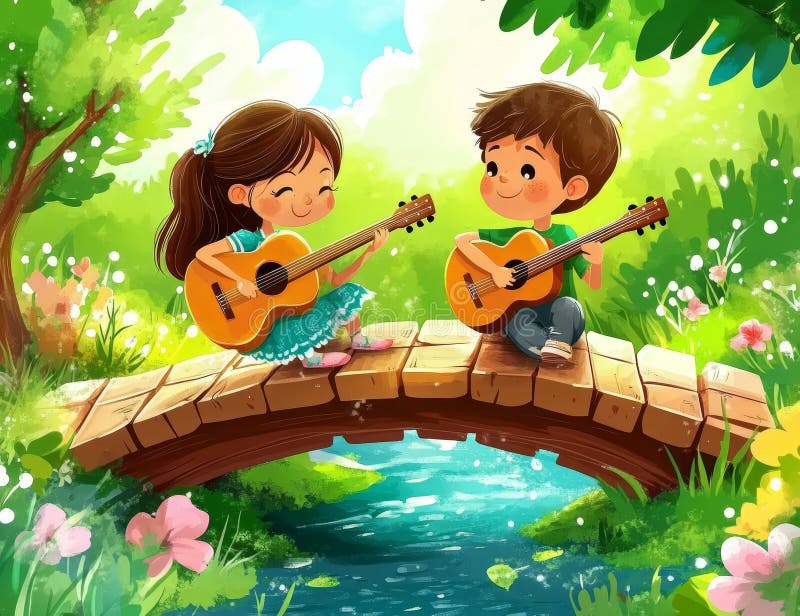 Guitarist and Singer Playing by the River Stock Image - Image of road ...