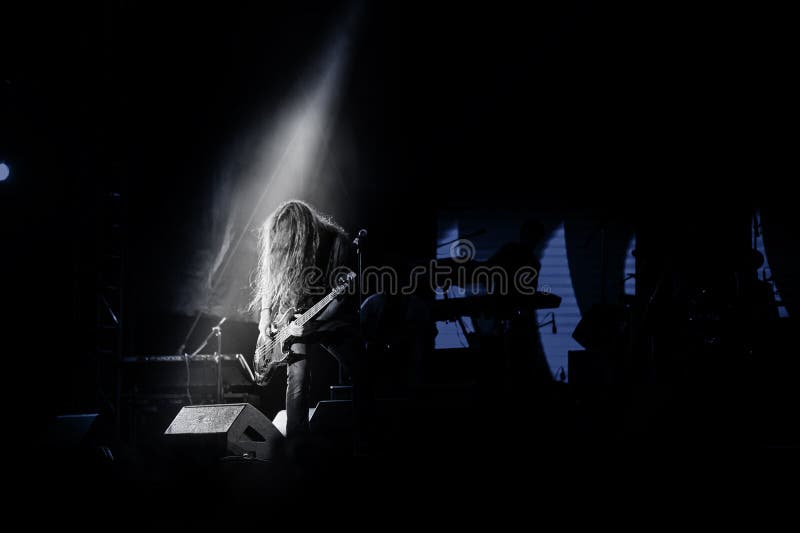 Guitarist on a Stage Playing Rock Stock Image - Image of instrument ...