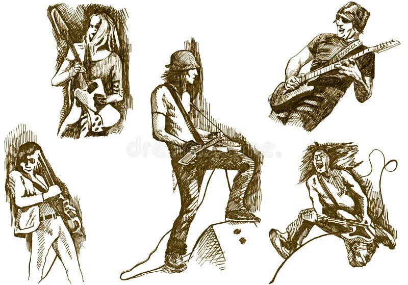 Guitarists - rockers stock vector. Illustration of hand - 24104910