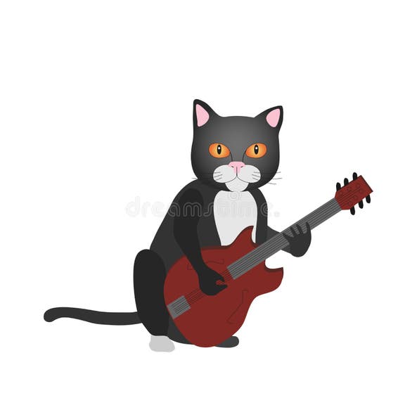 Guitarrista del gato ilustración del vector. Ilustración de elemento ...