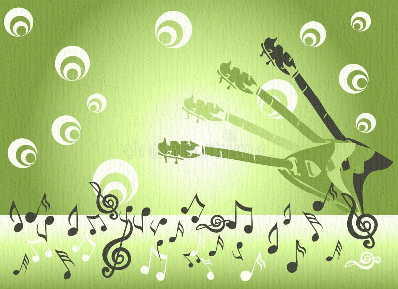 Guitars and musical notes stock illustration. Illustration of note ...
