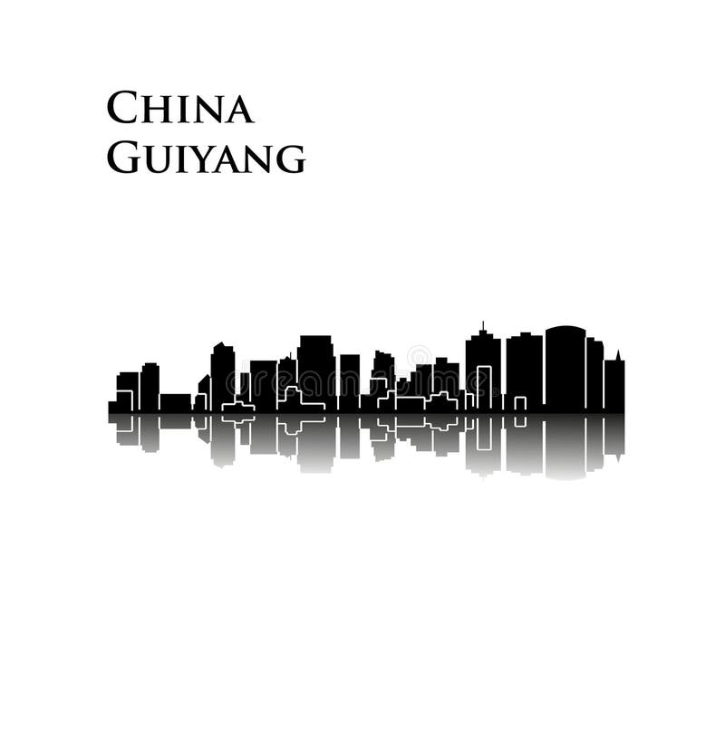 Guiyang, China City Silhouette Stock Vector - Illustration of changchun ...