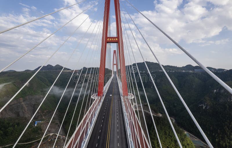 Guizhou Longli River Bridge Deck and Bridge Tower Stock Photo - Image of skyscraper, overpass ...