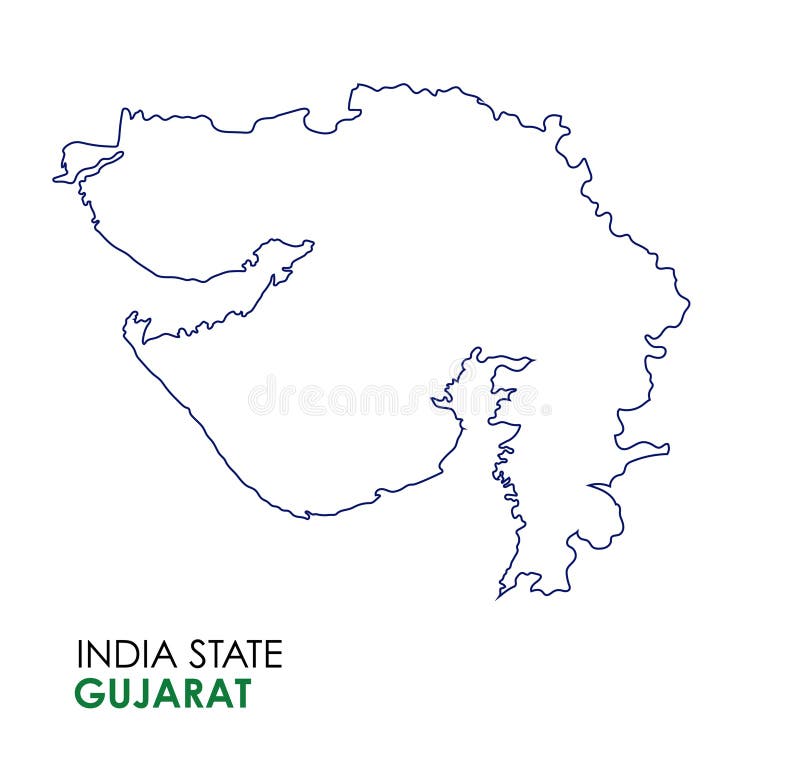 Gujarat Map of Indian State. Gujarat Map Vector Illustration. Gujarat ...