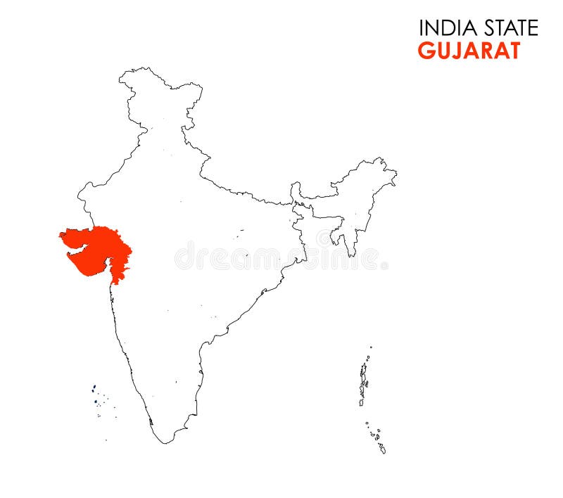 Gujarat Map of Indian State. Gujarat Map Vector Illustration Stock ...