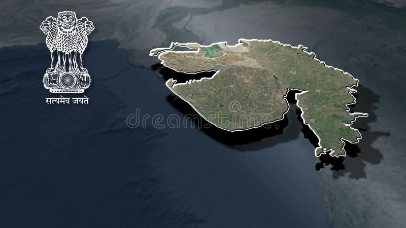 Gujarat - Physical Map of the Globe Animation Map Stock Video - Video ...
