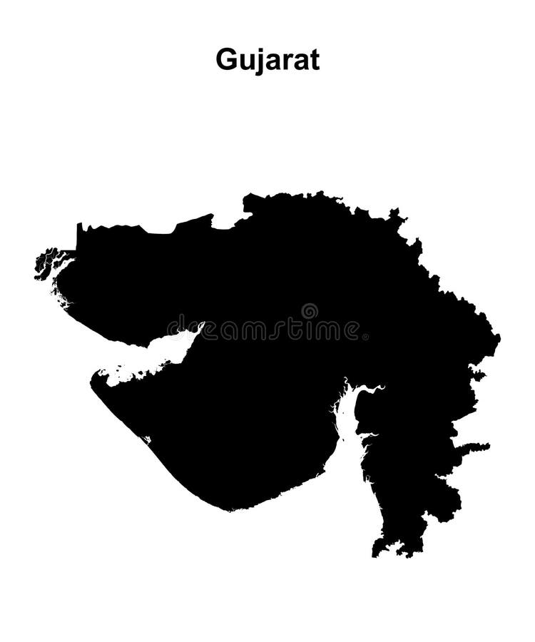 Gujarat outline map stock vector. Illustration of cartography - 360433781