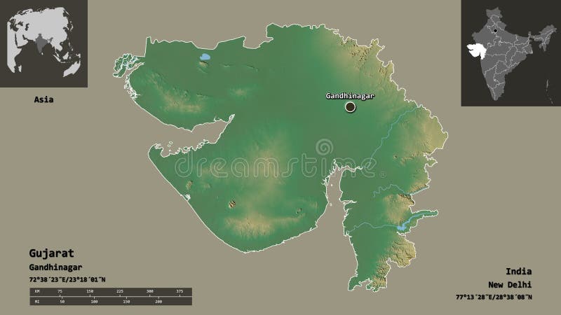 Gujarat, State of India,. Previews. Relief Stock Illustration ...