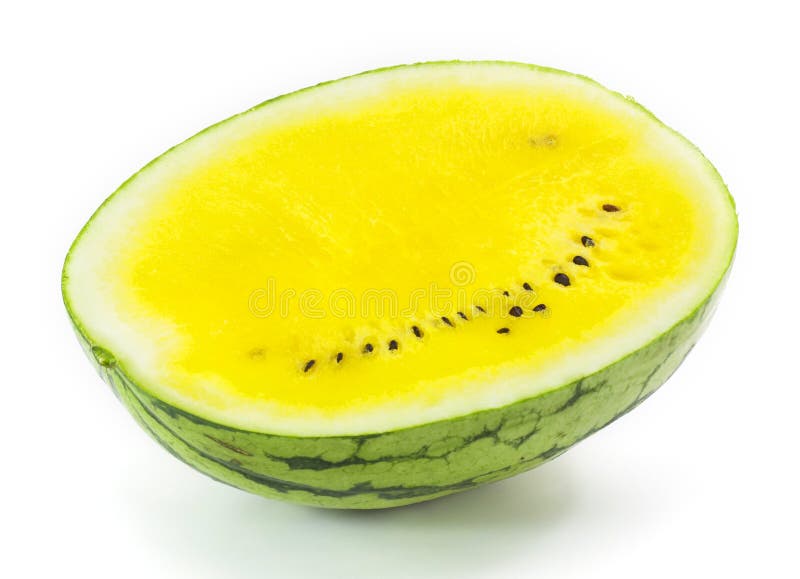 Gul vattenmelon arkivfoto. Bild av frukt, isolerat, vitt - 53359166