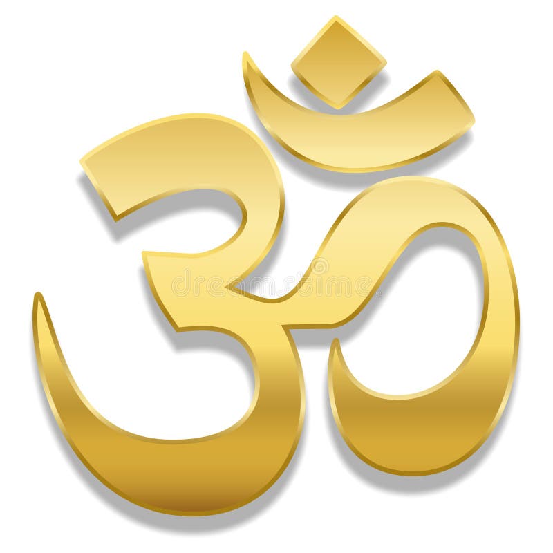 Guld- Aum symbol vektor illustrationer. Illustration av mantra - 109631932