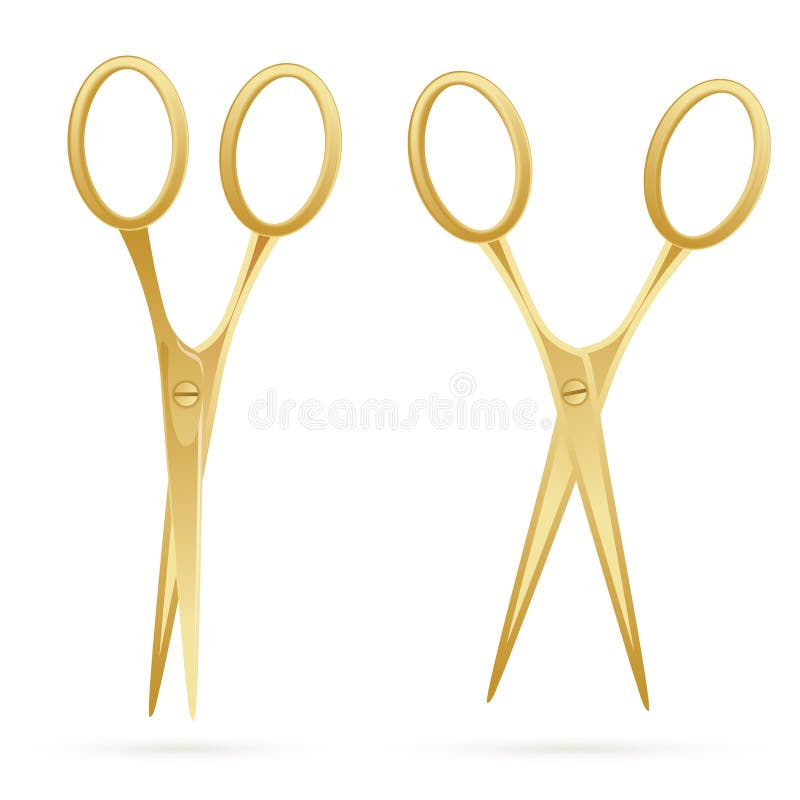 Guld- Sax Som Klipper Det Röda Bandet Som Isoleras På Vit Bakgrund ...