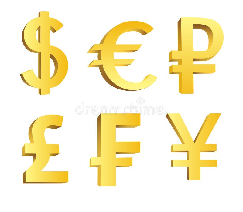 Symboler för guld- valuta stock illustrationer. Illustration av ...